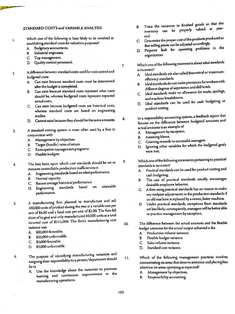 Standard Costs and Variance Analysis | PDF