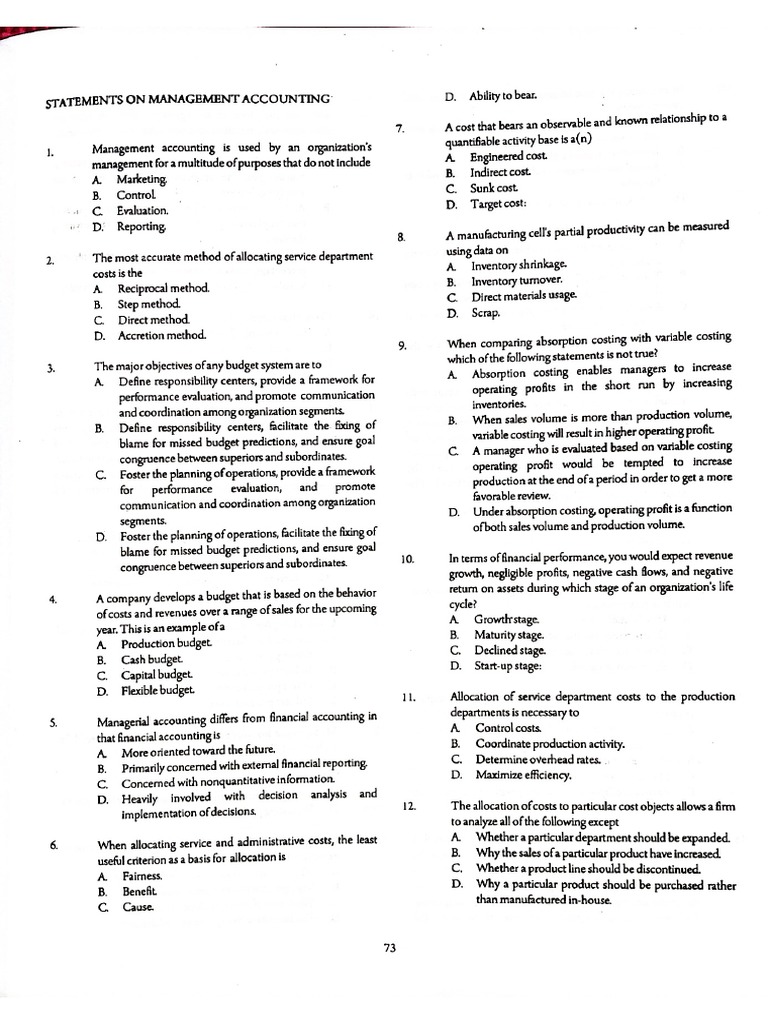 Statement On Management Accounting | PDF