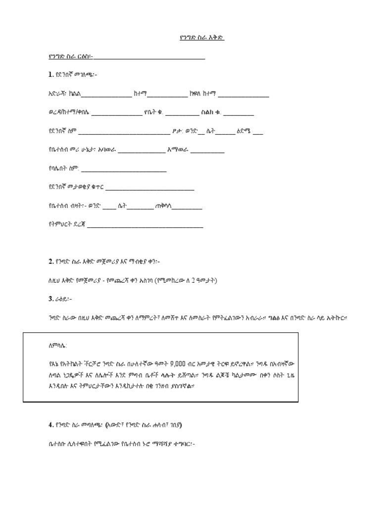 BP Template Amharic | PDF