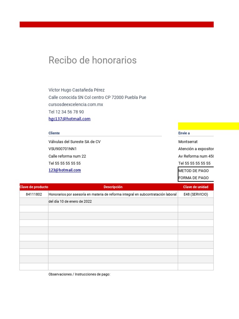 Ejem Facturación RESICO | PDF