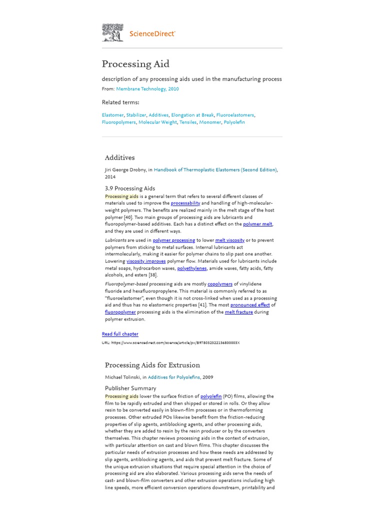 Processing Aid: Additives | PDF | Polymers | Extrusion