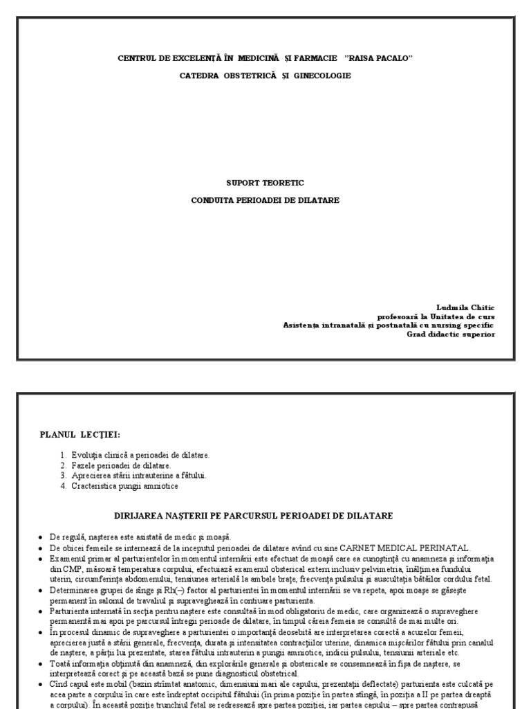 Conduita Perioadei I SUPORT TEORETIC | PDF