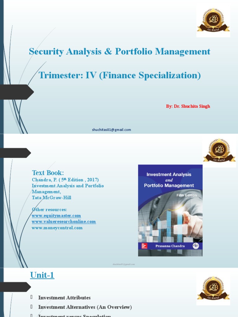 Dr. Shuchita - SAPM Upto Unit IV (SAPM G 2) | PDF | Bonds (Finance) | Bond Duration