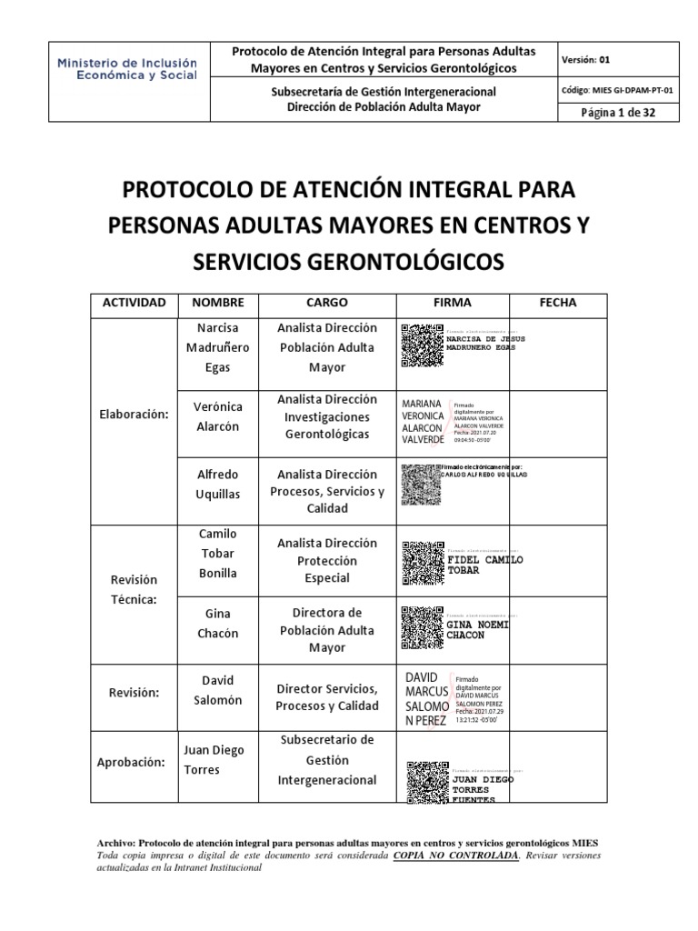 Protocolo de Atencion Integral | PDF | Alimentos | Envejecimiento