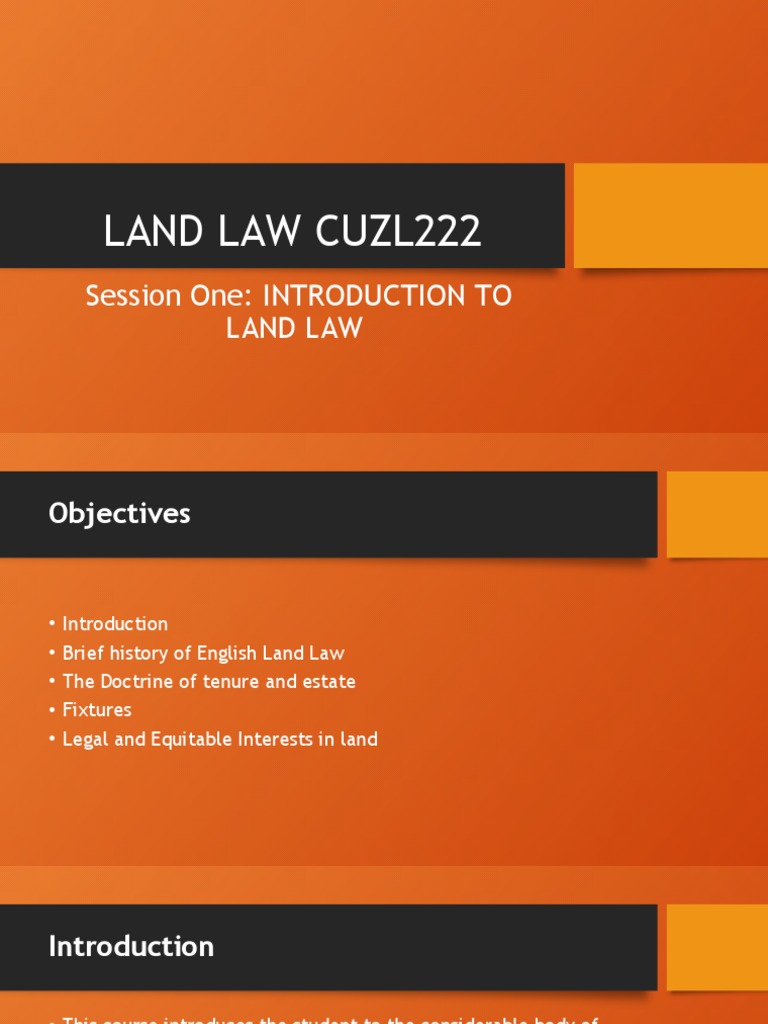 Introduction To Land Law | PDF | Fee Simple | Justice