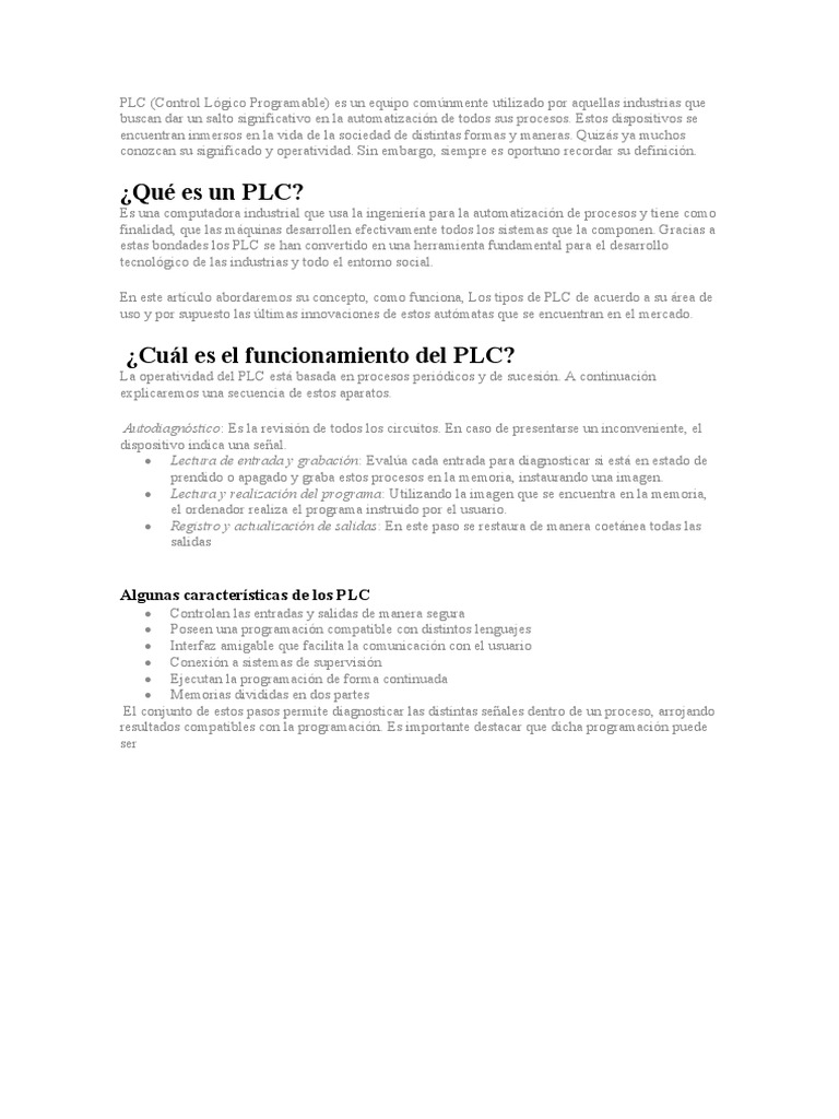 PLC Descripcion | PDF | Informática