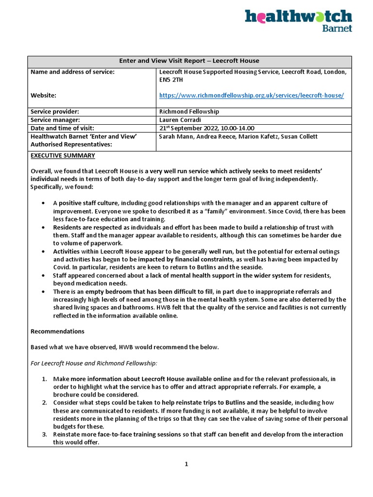 Enter and View Report - Leecroft House | PDF | Cost Of Living ...