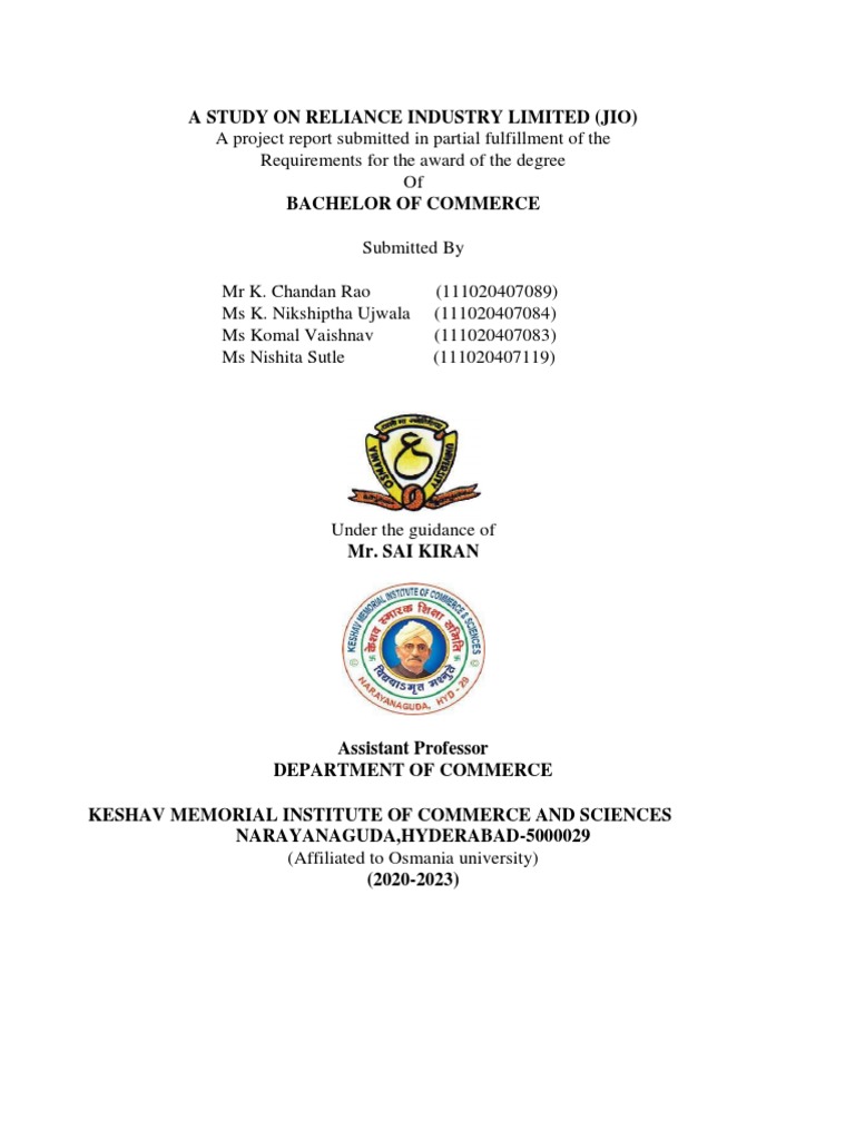 Reliance Jio Project Report Overview | PDF | Service Industries | Business