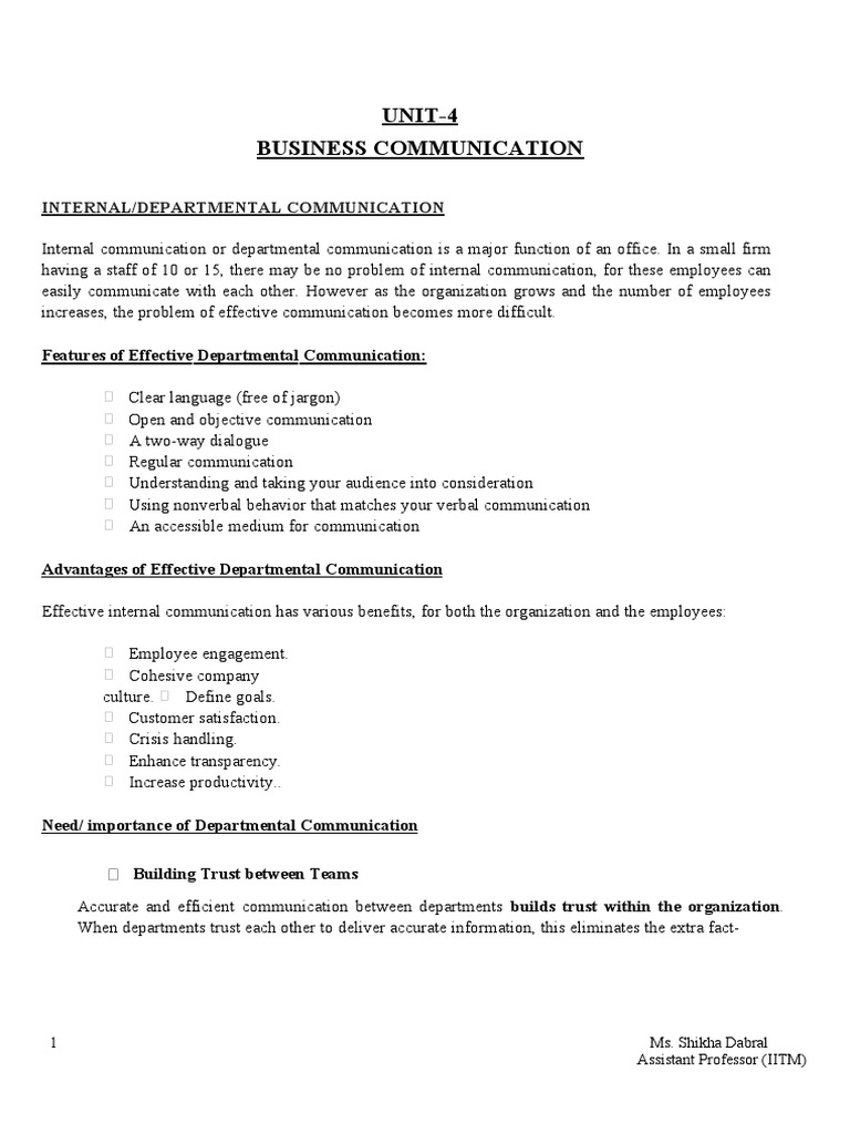 Unit-4 (Part-1) - Business Communication - Notes | PDF | Memorandum ...
