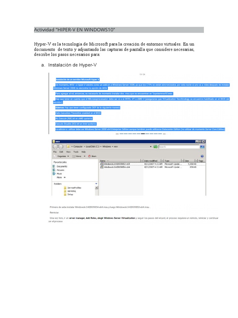 Actividad HIPER-V EN WINDOWS10 | PDF | Windows 10 | Hyper V
