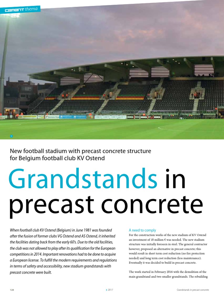 New Football Stadium in Ostend Features Precast Concrete Grandstands ...