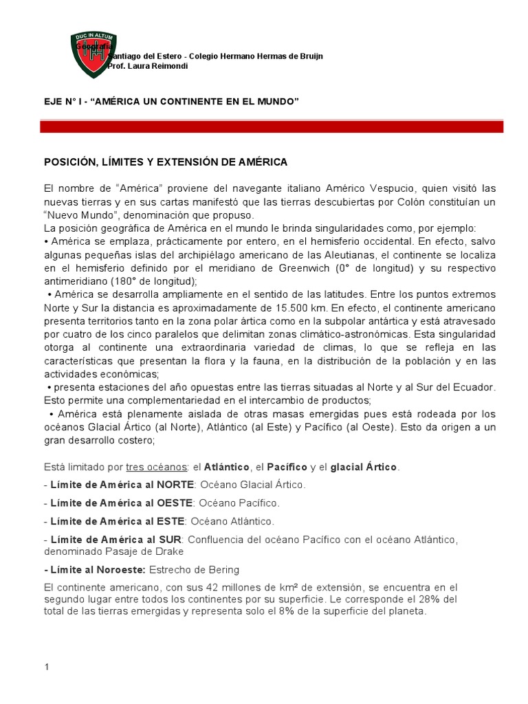 Posición, Límites Y Extensión de América | PDF | Américas | Continente