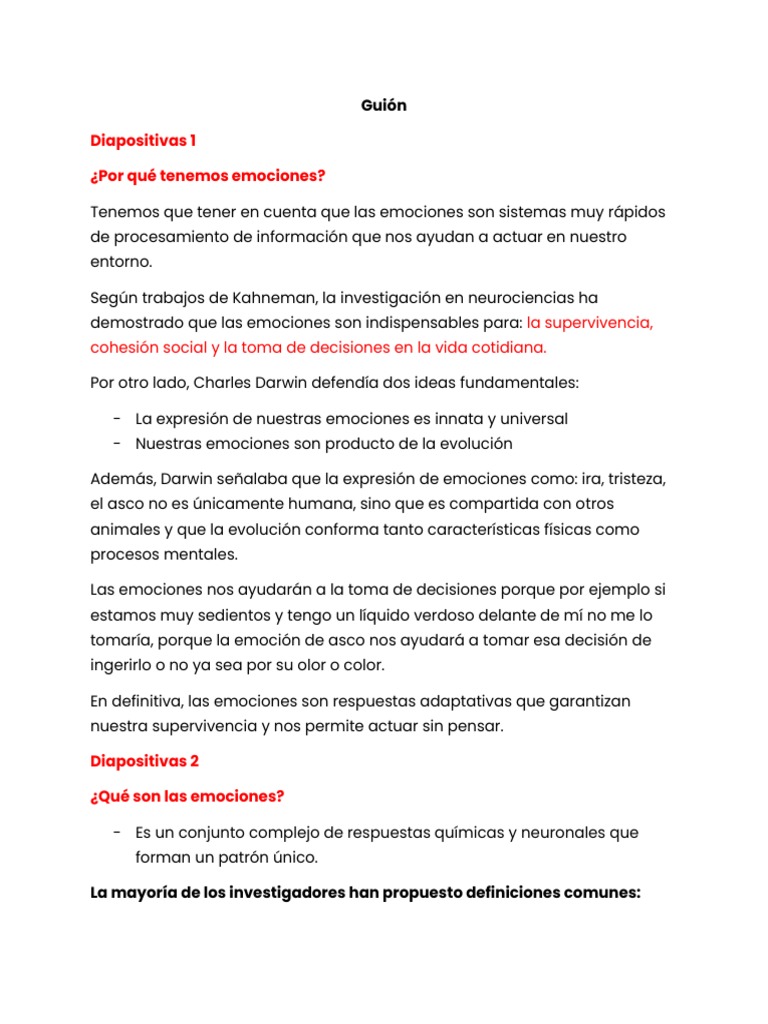 Guión de Psicología | PDF | Las emociones | Temor