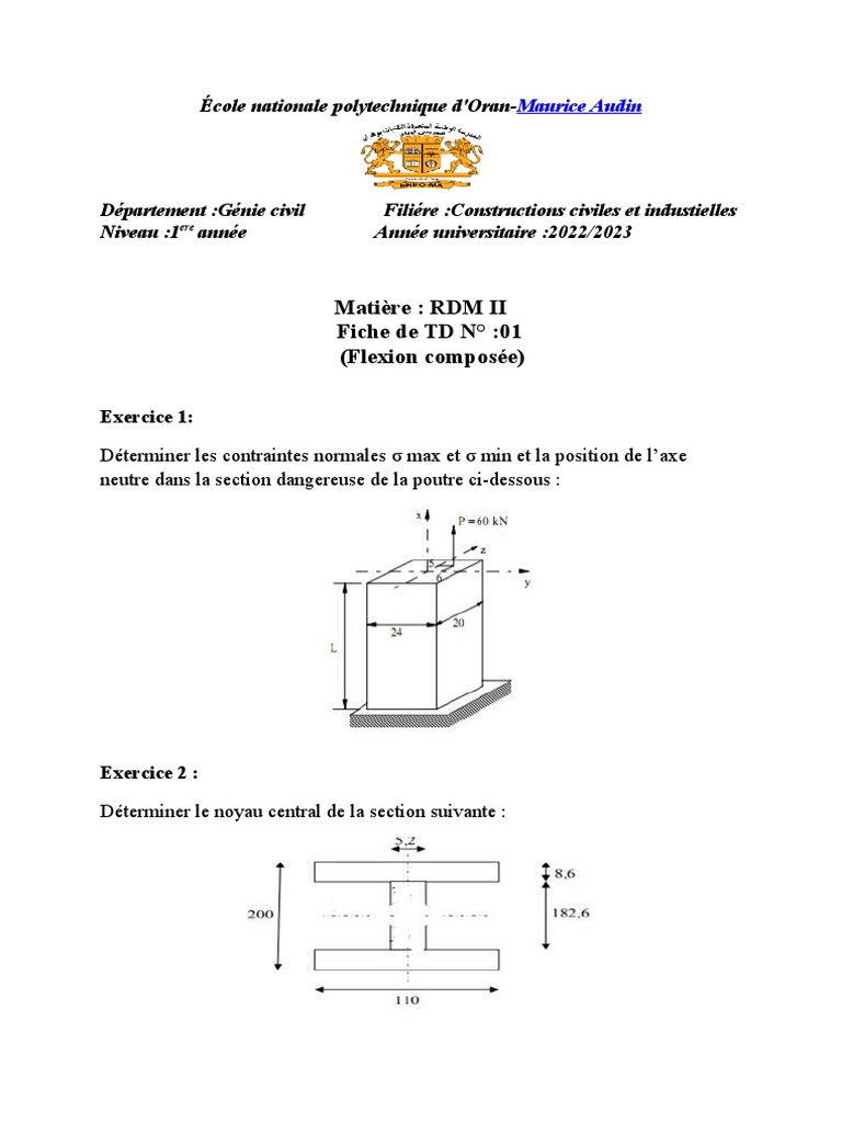 Fiche de TD N ° 1 | PDF Fiche de TD N ° 1 | PDF