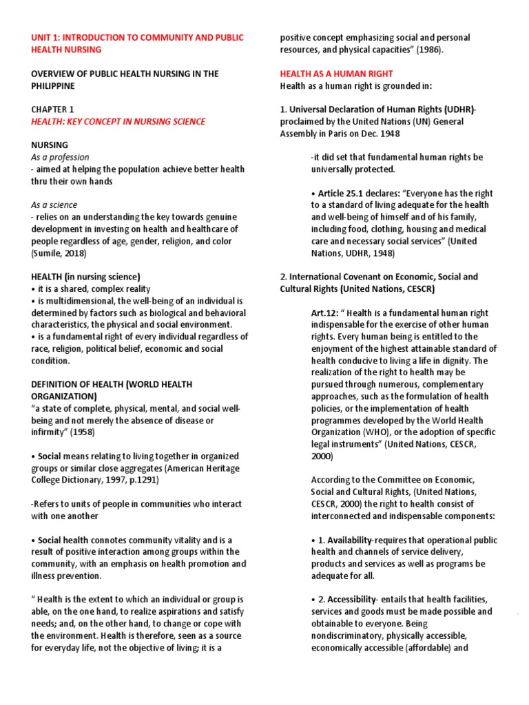 CHN Notes Chapter 1 and 2 | Download Free PDF | Nursing | Public Health