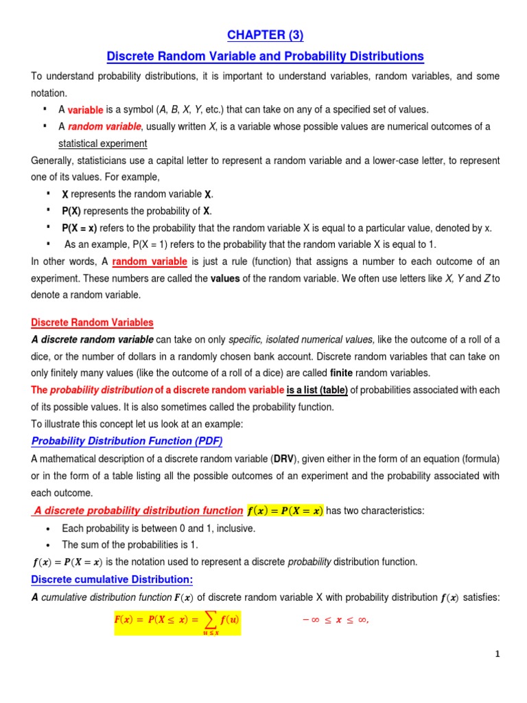 Discrete Probability Distribution | PDF | Probability Distribution | Random Variable