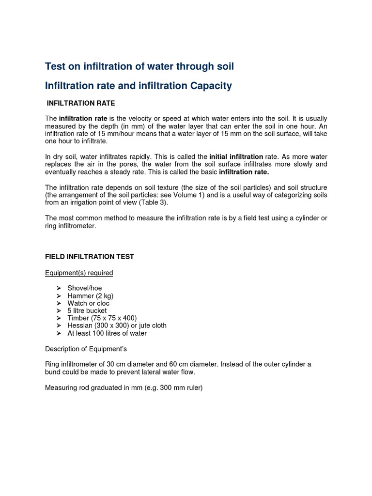 Double Ring Infiltrometer | PDF | Soil | Applied And Interdisciplinary Physics