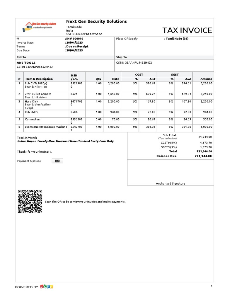 Inv 000046 | PDF | Invoice | Taxes