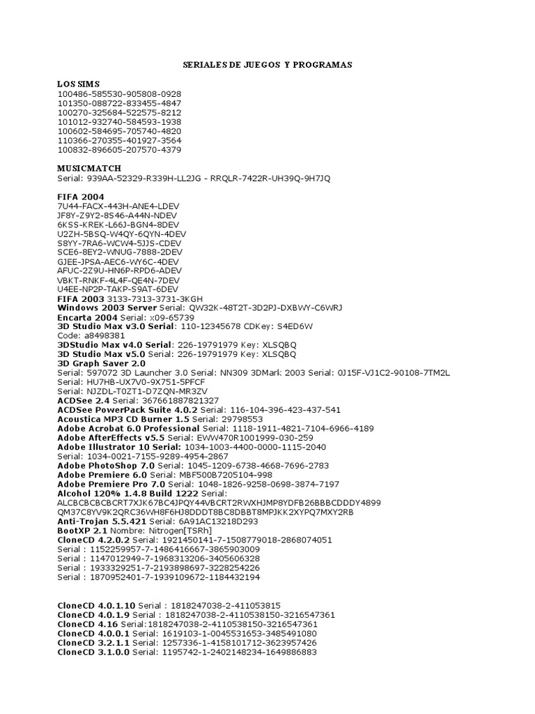 Seriales para Programas | PDF | Microsoft Windows | Microsoft Software
