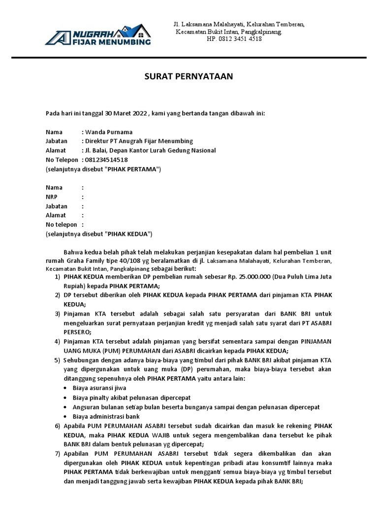 Surat Pernyataan Edit | PDF