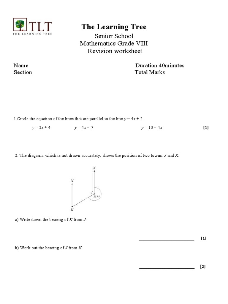 Term 2 Revision Worksheet Grade 8 | PDF