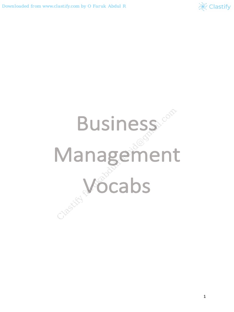 Business Management Vocabulary For All Topics | PDF | Leadership ...