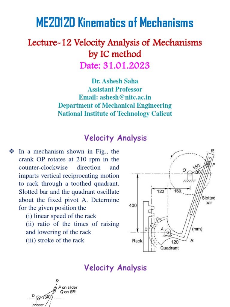 ME2012D Kinematics Velocity Analysis | PDF
