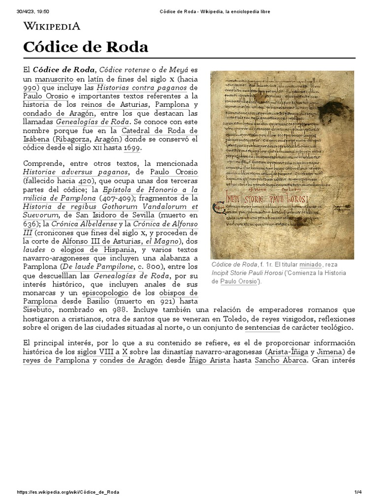 Códice de Roda: Historia y Contenido | PDF | Manuscrito