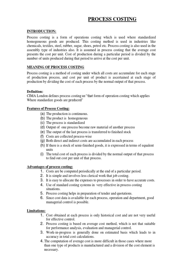Process Costing | PDF | Technology & Engineering
