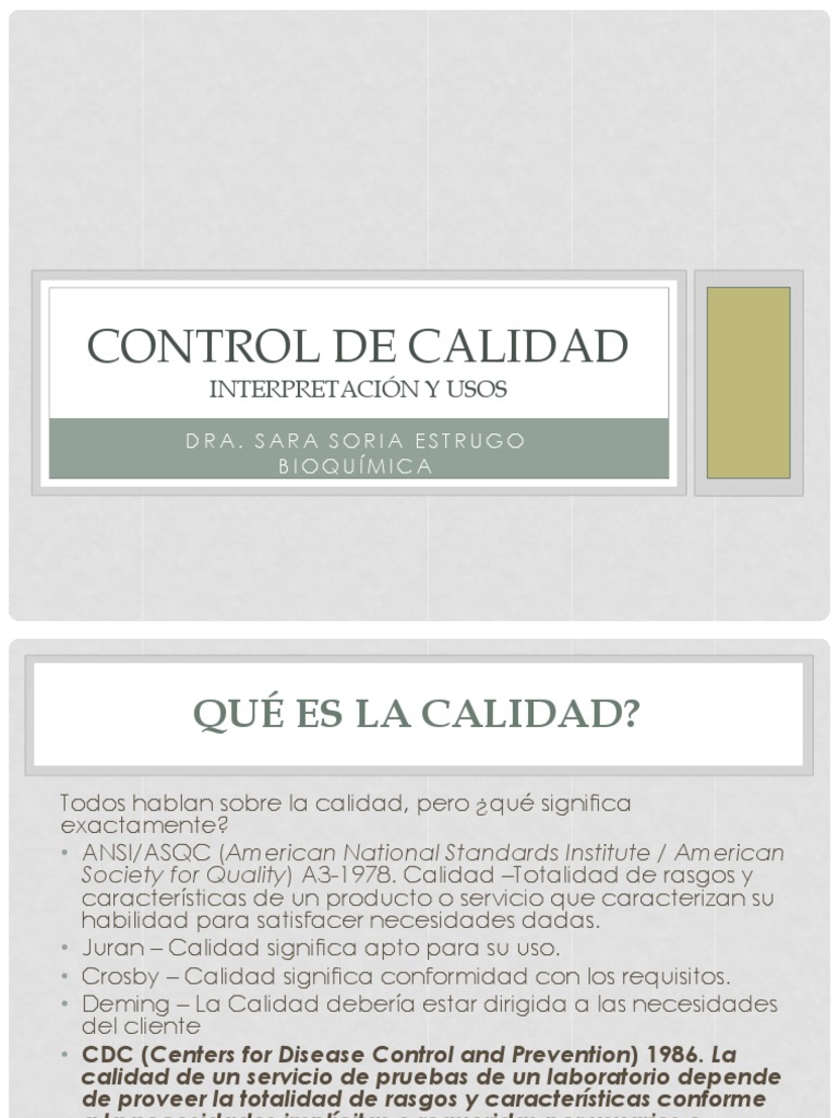 Control de Calidad en Laboratorios Clínicos | PDF | Calidad (comercial)