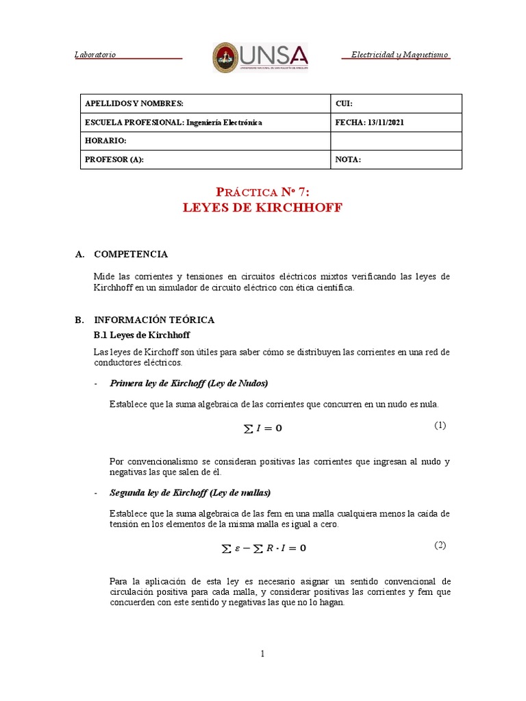 Practica de Laboratorio 7 | PDF | voltaje | Corriente eléctrica