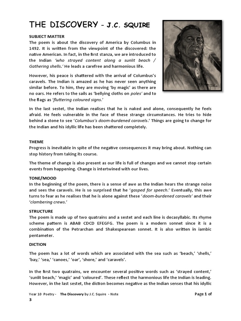 The Discovery: - J.C. Squire | PDF | Poetry | Sonnets
