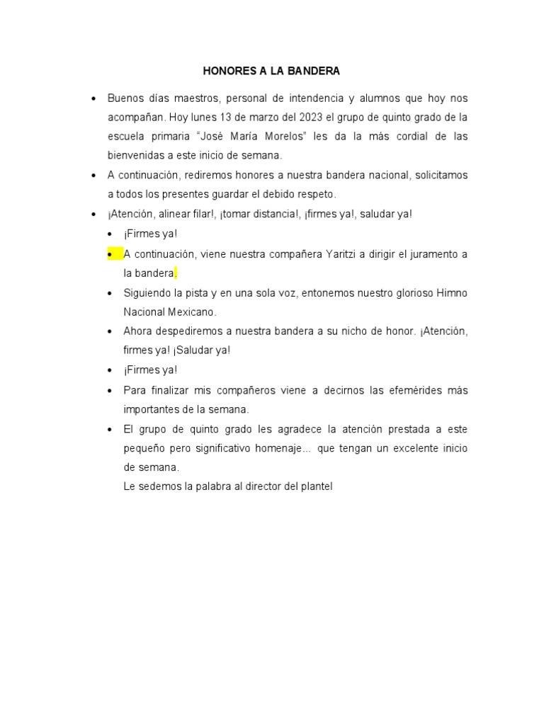 Honores A La Bandera | PDF | México