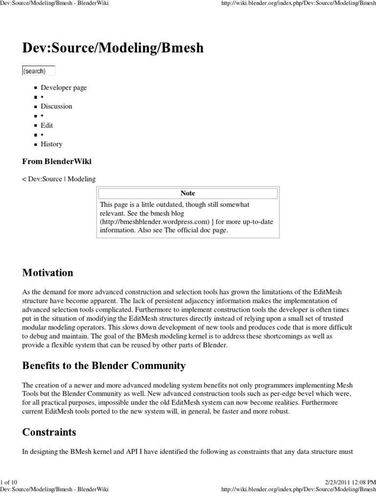 BMesh Modeling Kernel Overview | PDF | Computer Programming | Areas Of ...