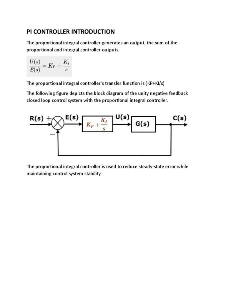 An Introduction to Proportional-Integral Controllers: Their Transfer ...