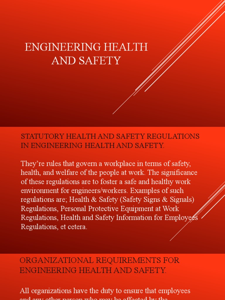 Engineering Health and Safety Regulations | PDF | Personal Protective ...