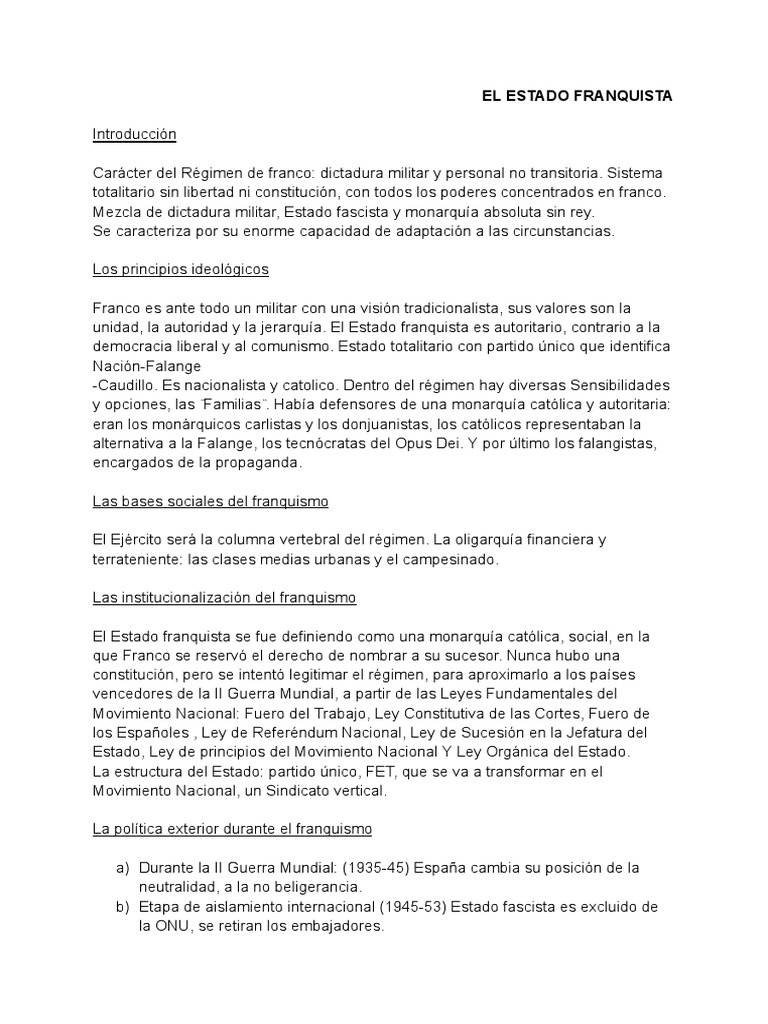 Estado Franquista | PDF | Francisco franco | España