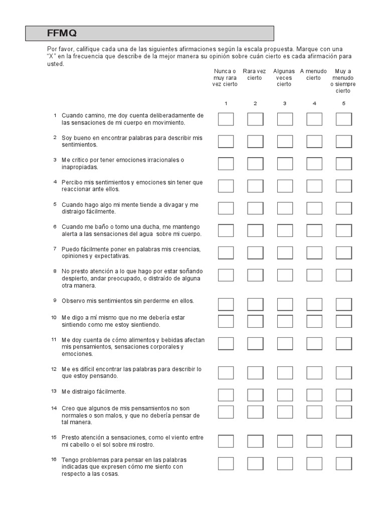 FFMQ | PDF | Pensamiento | Las emociones