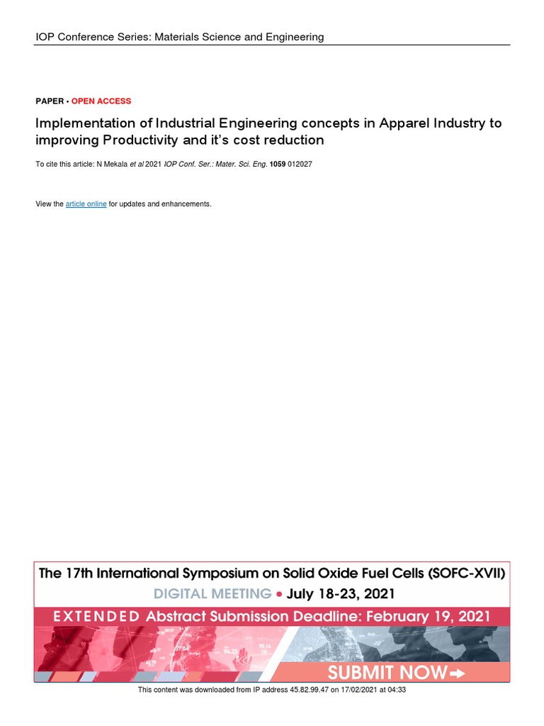 Implementation of Industrial Engineering Concepts | PDF | Industrial ...