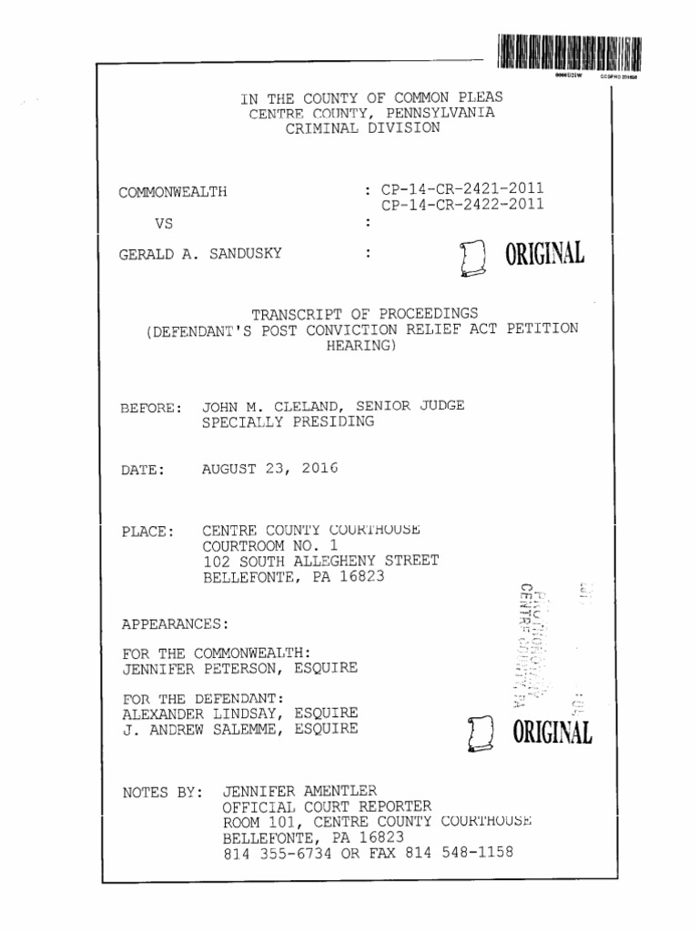 Sandusky Transcript of August 23 2016 | PDF