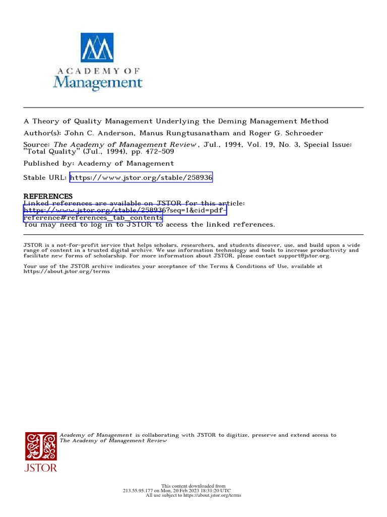 258936.pdf A Theory of Quality Management Underlying The Deming ...