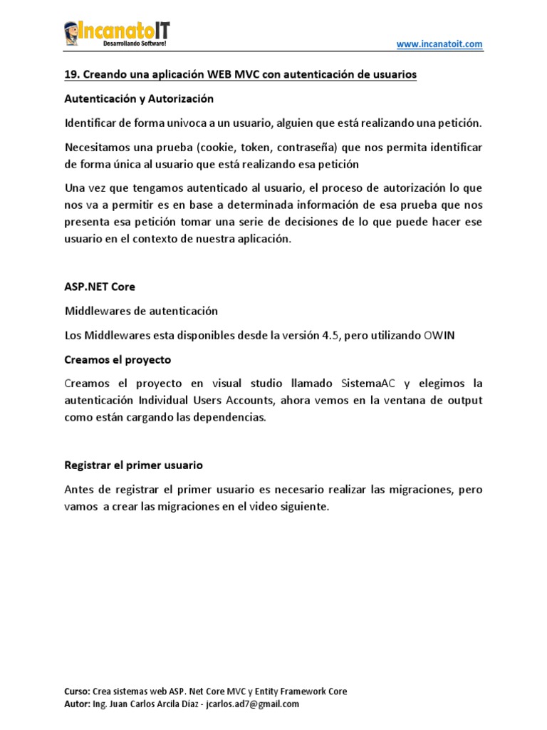Creando Una Aplicación Web MVC Con Autenticación de Usuarios | PDF | Negocios