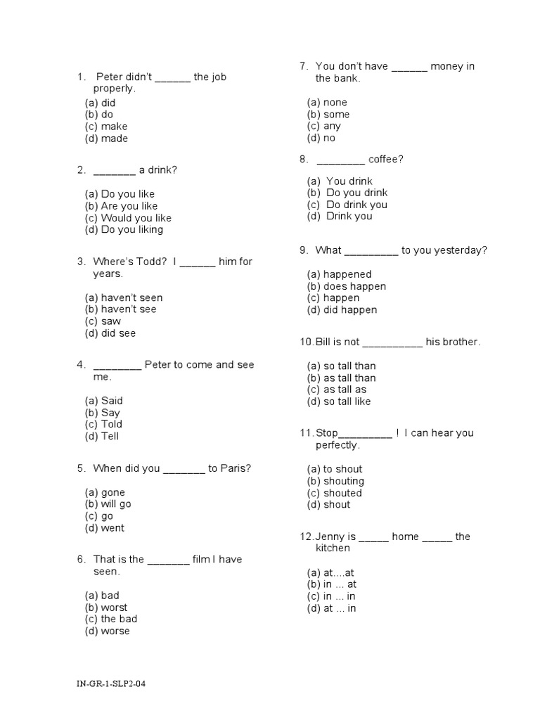 Examen Gramática Slp 2004 Pdf