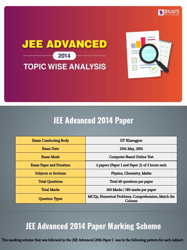 JEE Advanced 2014 Paper Analysis | Download Free PDF | Calculus | Physics