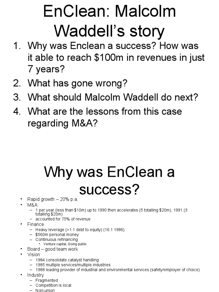 M&A Lessons from EnClean's Rise | PDF | Mergers And Acquisitions ...
