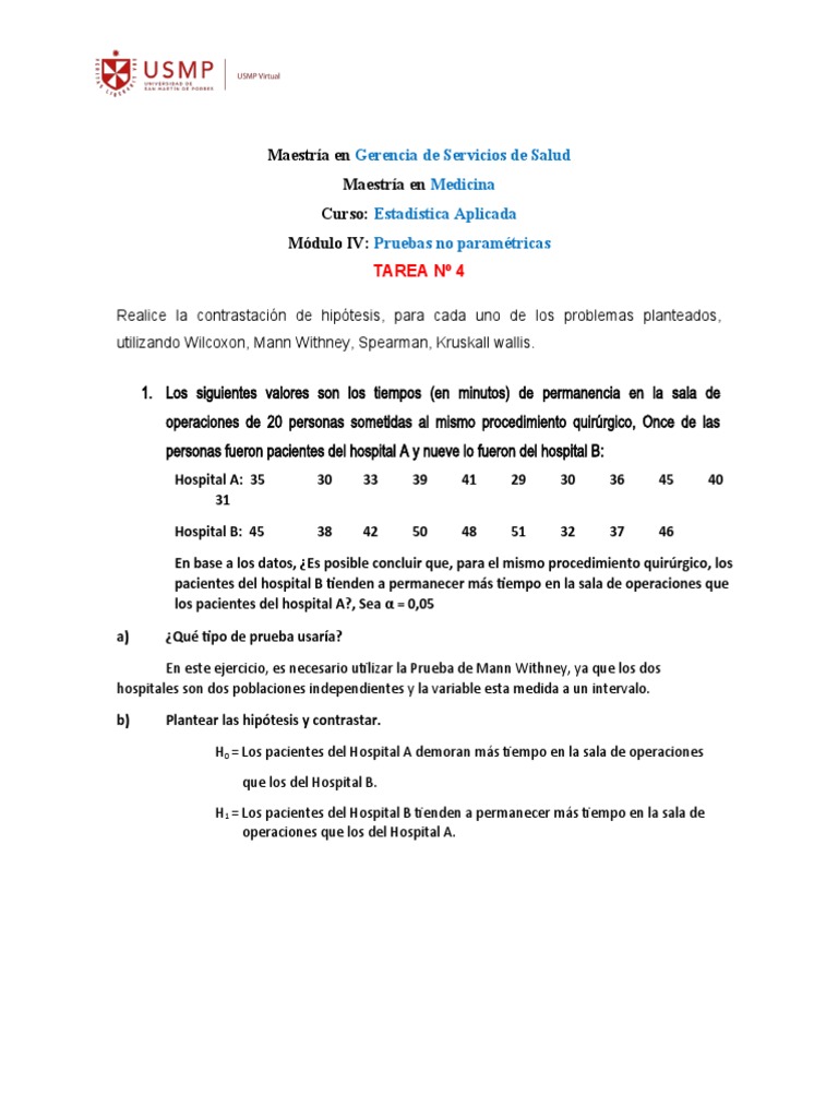 TAREA 4 Modulo 4 2°ciclo ESTADISTICA APLICADA | Descargar gratis PDF | Hospital | Hipertensión