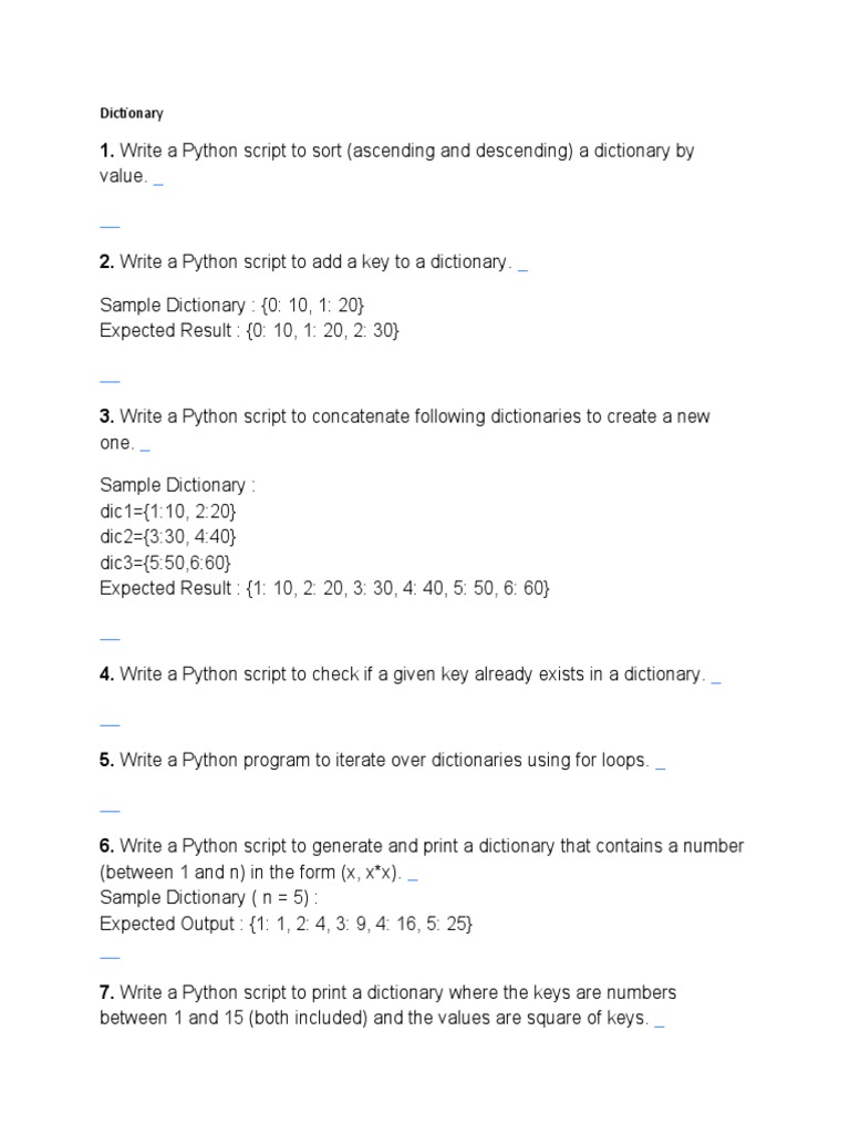 Assignment Dict For Python | PDF | Python (Programming Language ...