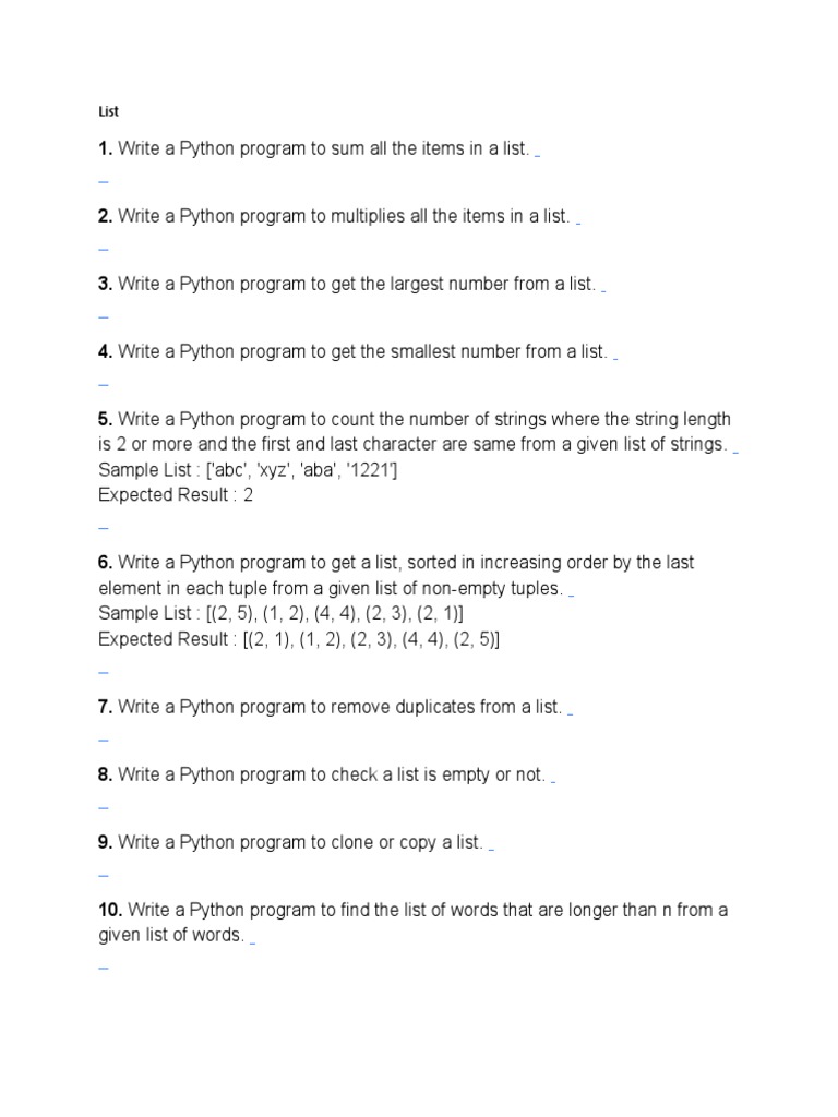 Assignment List For Python | PDF | String (Computer Science) | Applied Mathematics