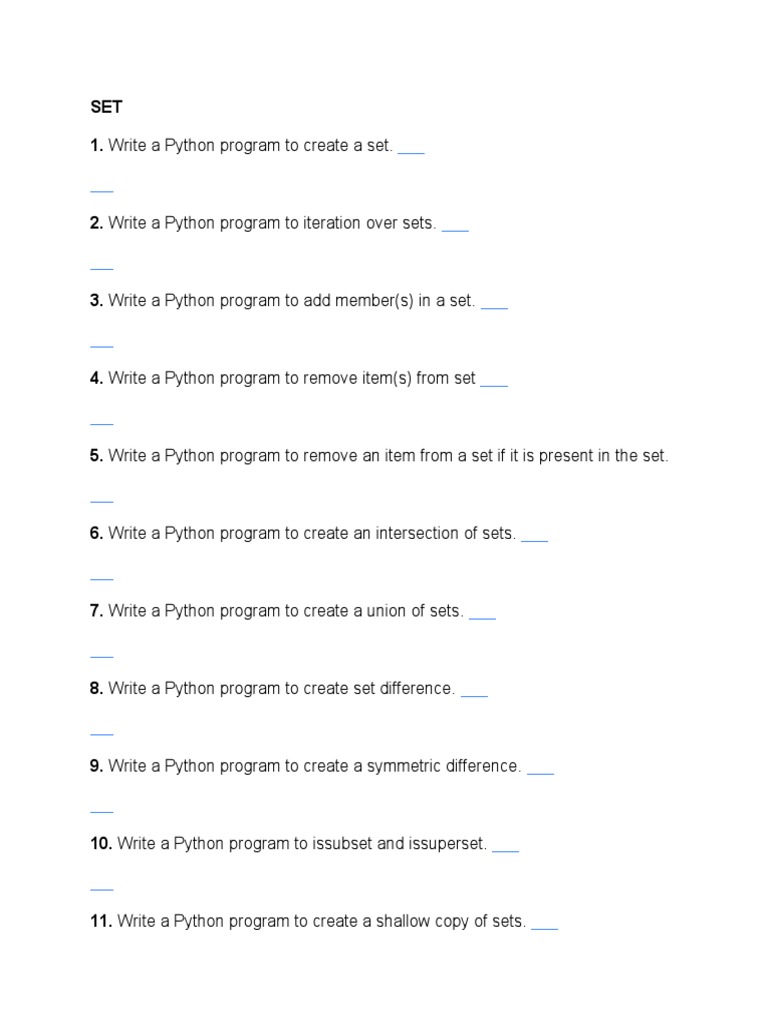 Assignment Set For Python | PDF