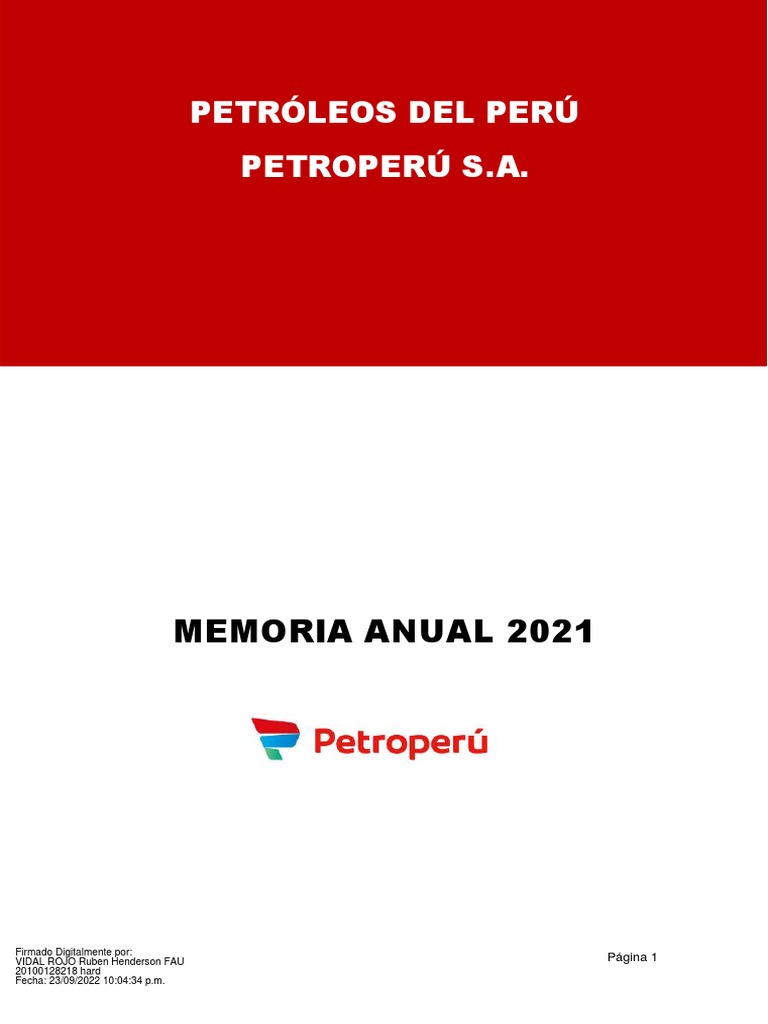 Petróleos Del Perú Petroperú S.A.: Memoria Anual 2021 | PDF | Business | Economias